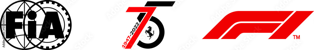 F1 Formula 1 logo. Celebrate 75th Anniversary in 2022. Anniversary logo ...