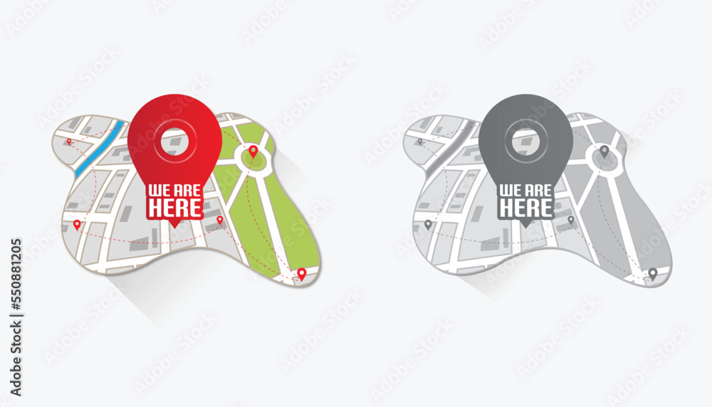 We are here Map pointers.Location pin set.GPS location symbol ...