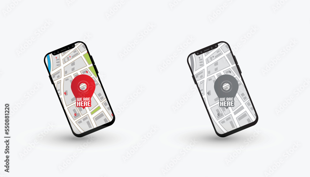 We are here Map pointers.Location pin set.GPS location symbol ...