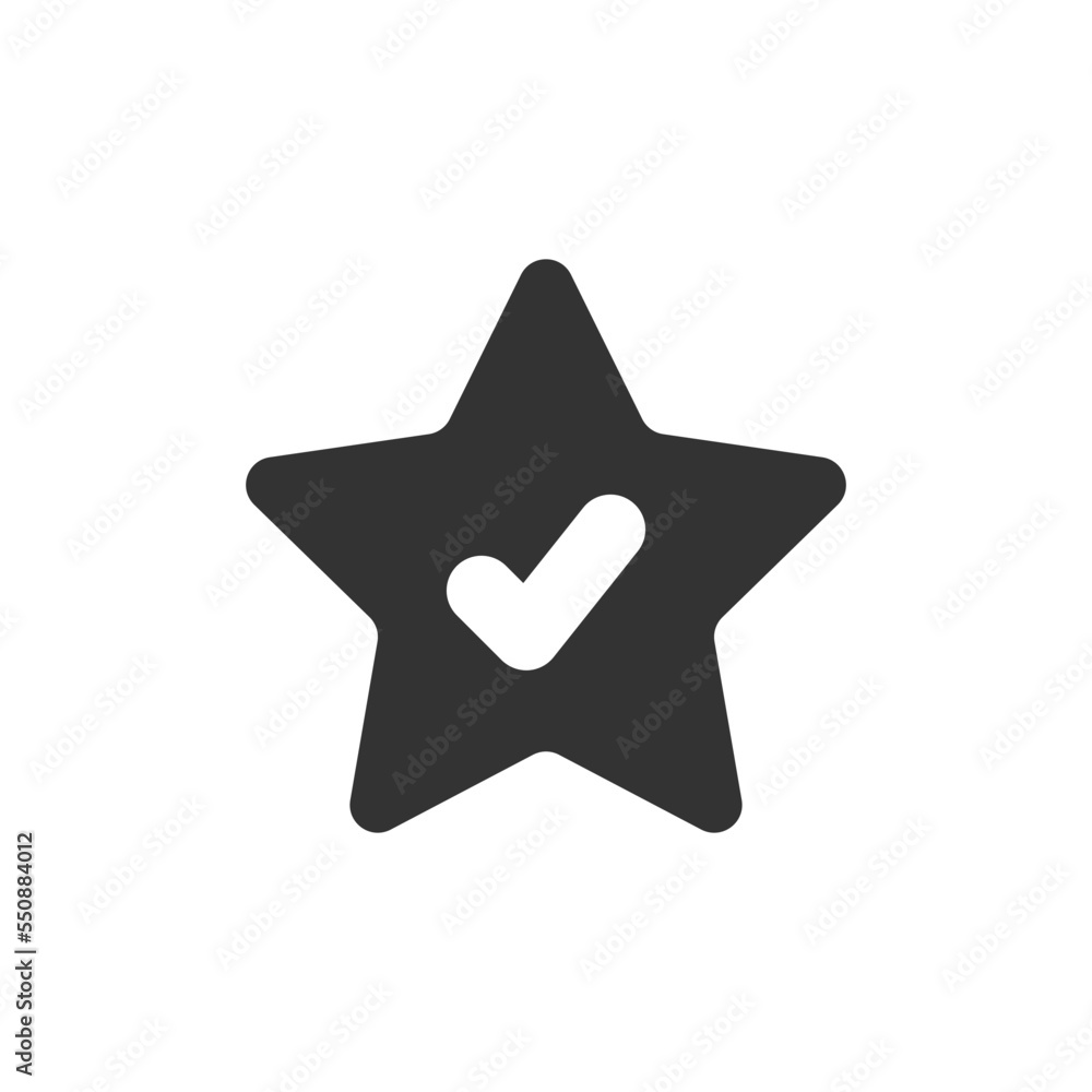 Checkmark star icon. Check mark button. Ok and yes line sign. Tick ...