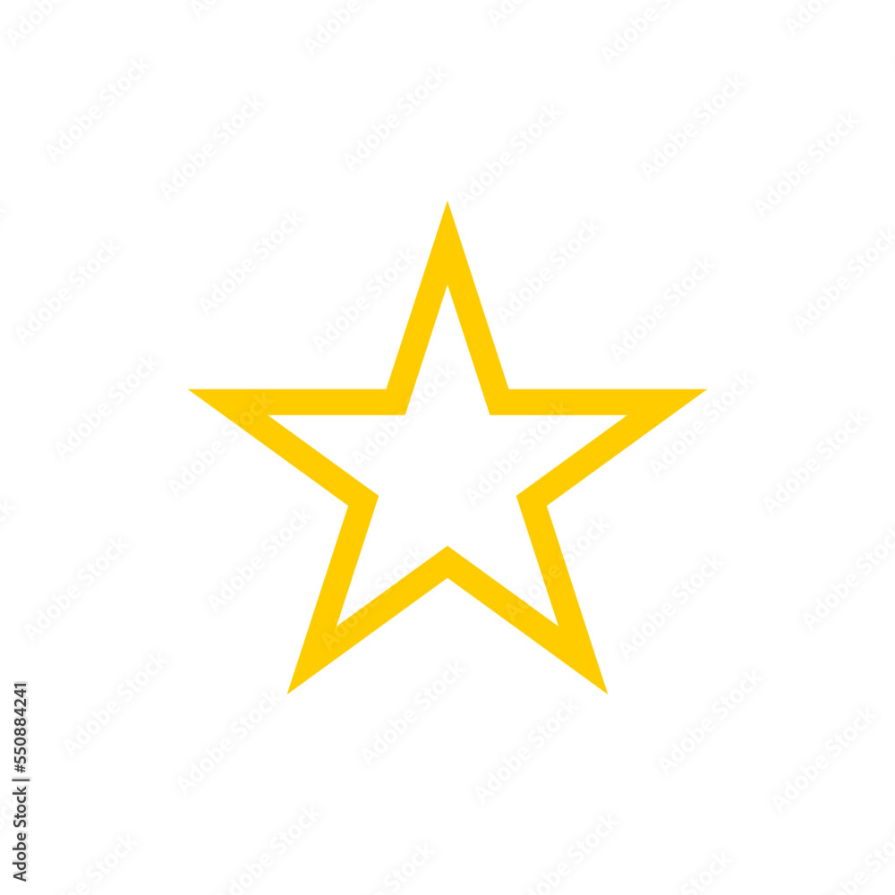 Yellow line star shape icon. Star silhouette symbol in vector and png ...
