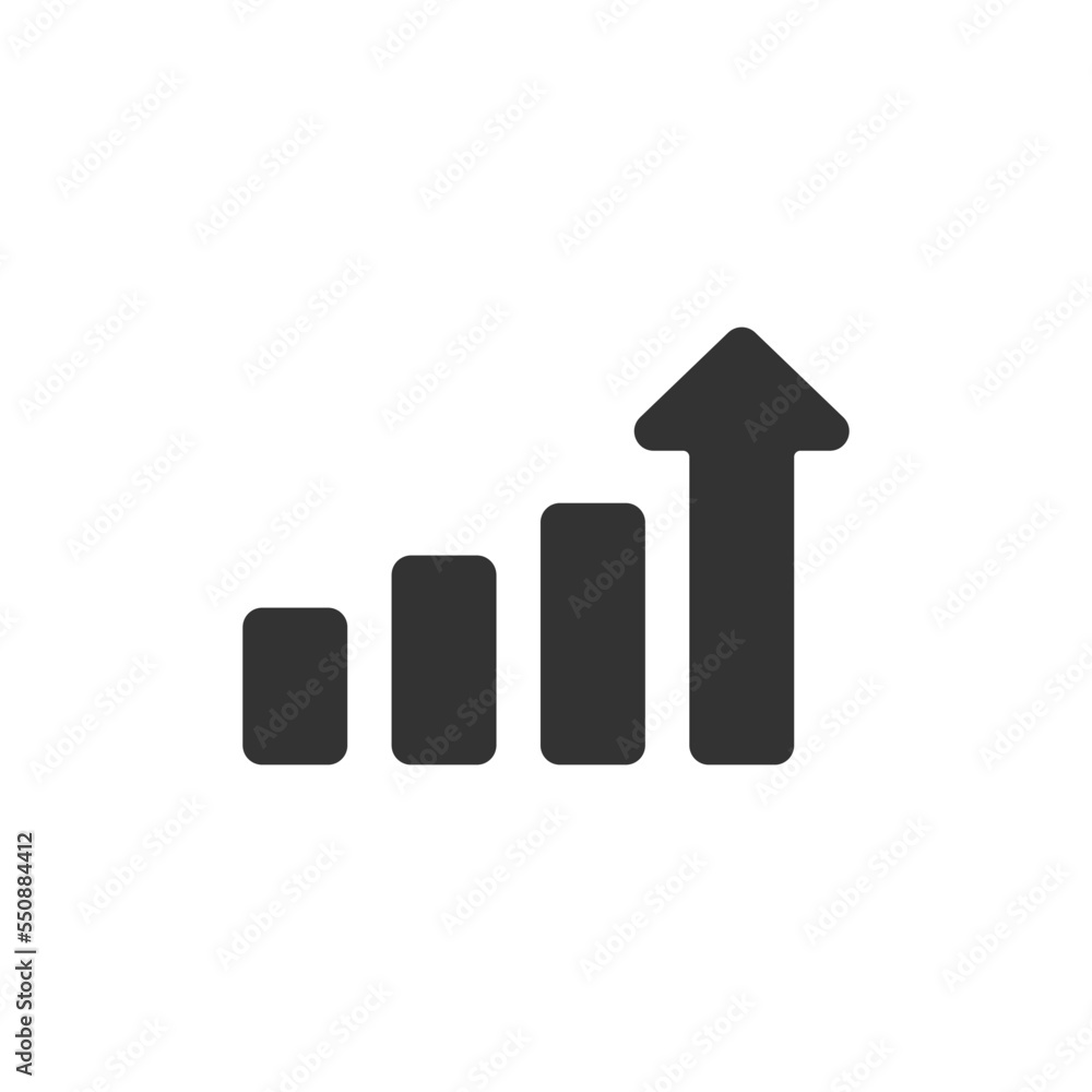 Graph up icon. Grow chart, business symbol. Profit growing sign black ...