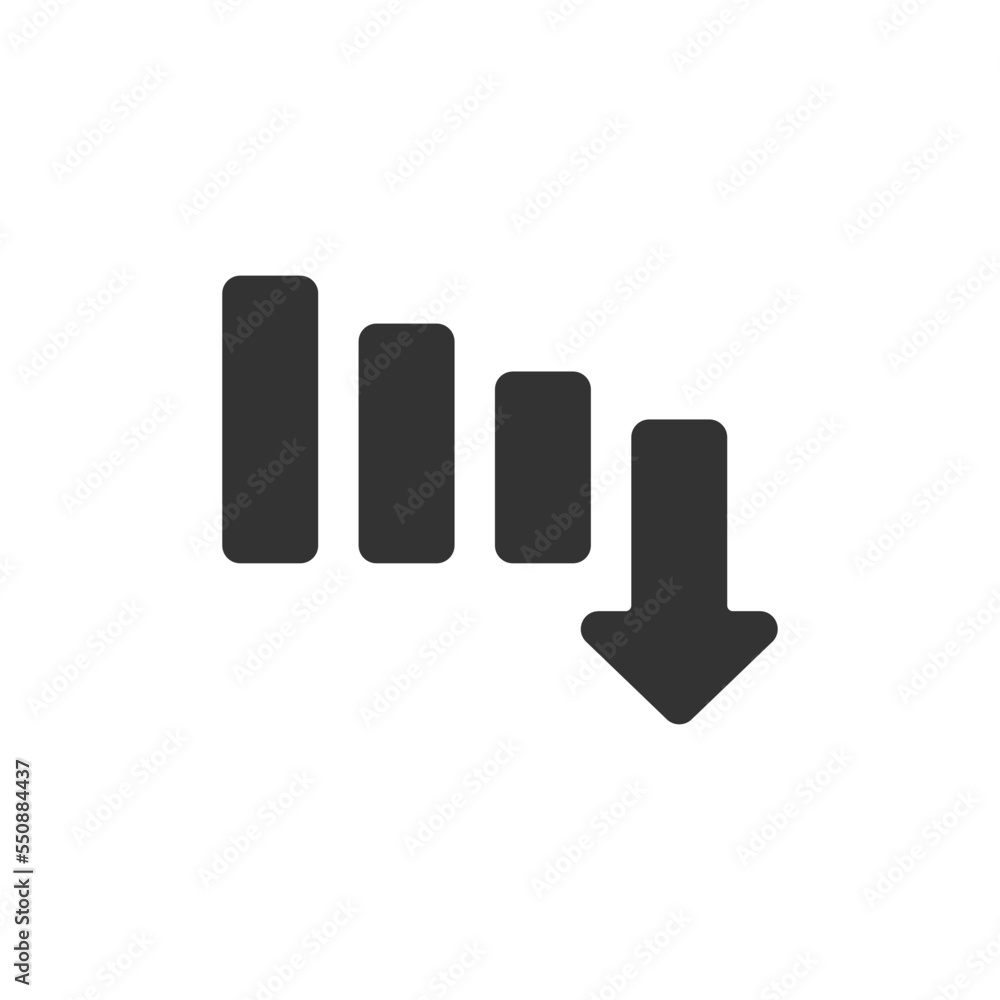 Graph down icon. Grow chart, business symbol. Profit growing sign black ...