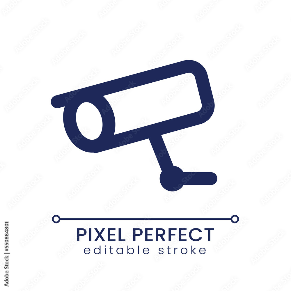 Surveillance pixel perfect linear ui icon. CCTV in hotel. Security ...