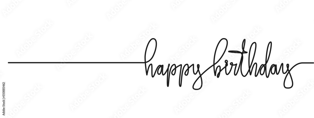 continuous single line drawing of text HAPPY BIRTHDAY isolated on white ...