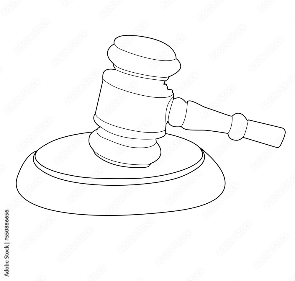Continuous line drawing of a gavel judge Stock Illustration | Adobe Stock