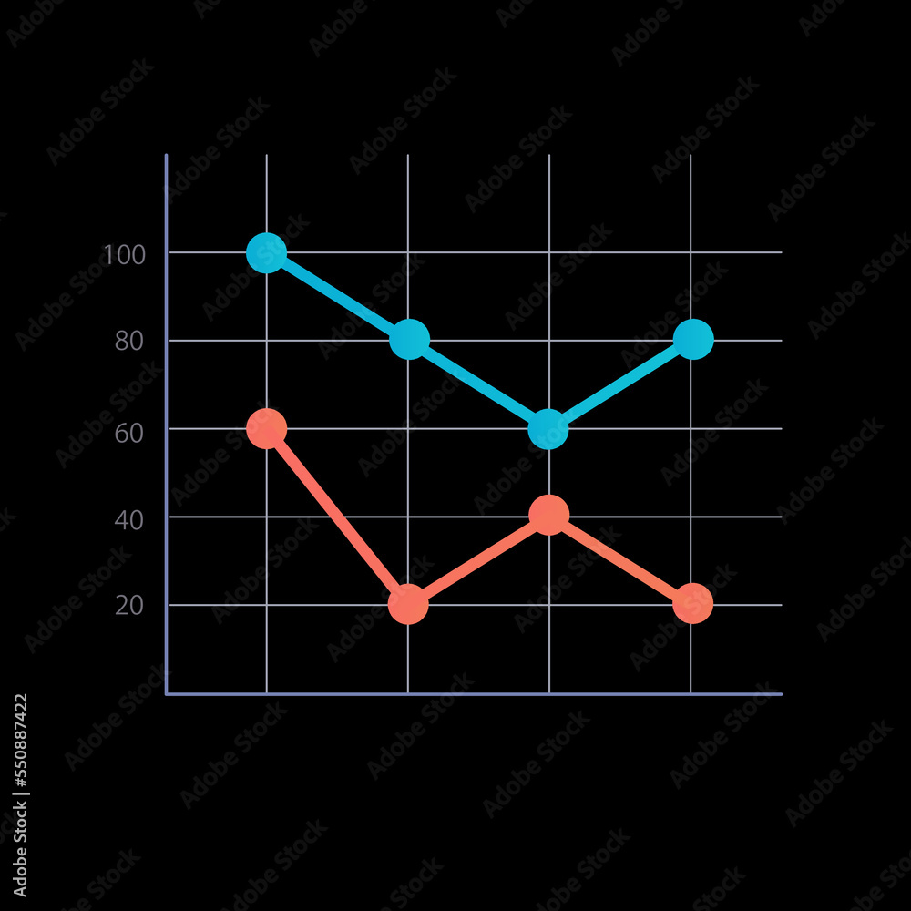 Wildlife population infographic line chart design template for dark ...
