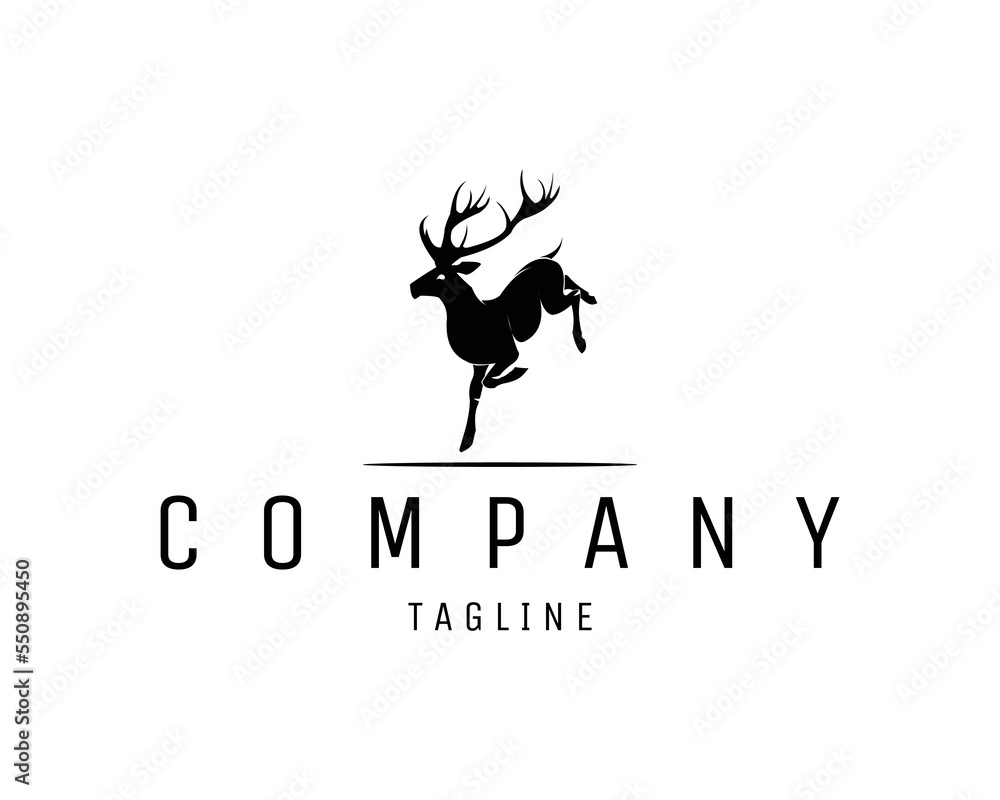 Deer logo isolated on a white background showing from the side in ...