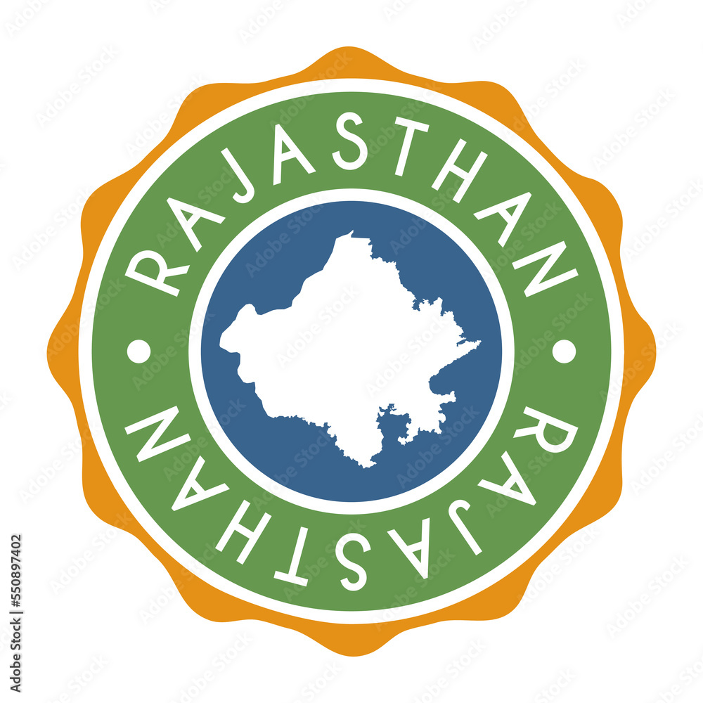 Rajasthan, India Badge Map Vector Seal Vector Sign. National Symbol ...