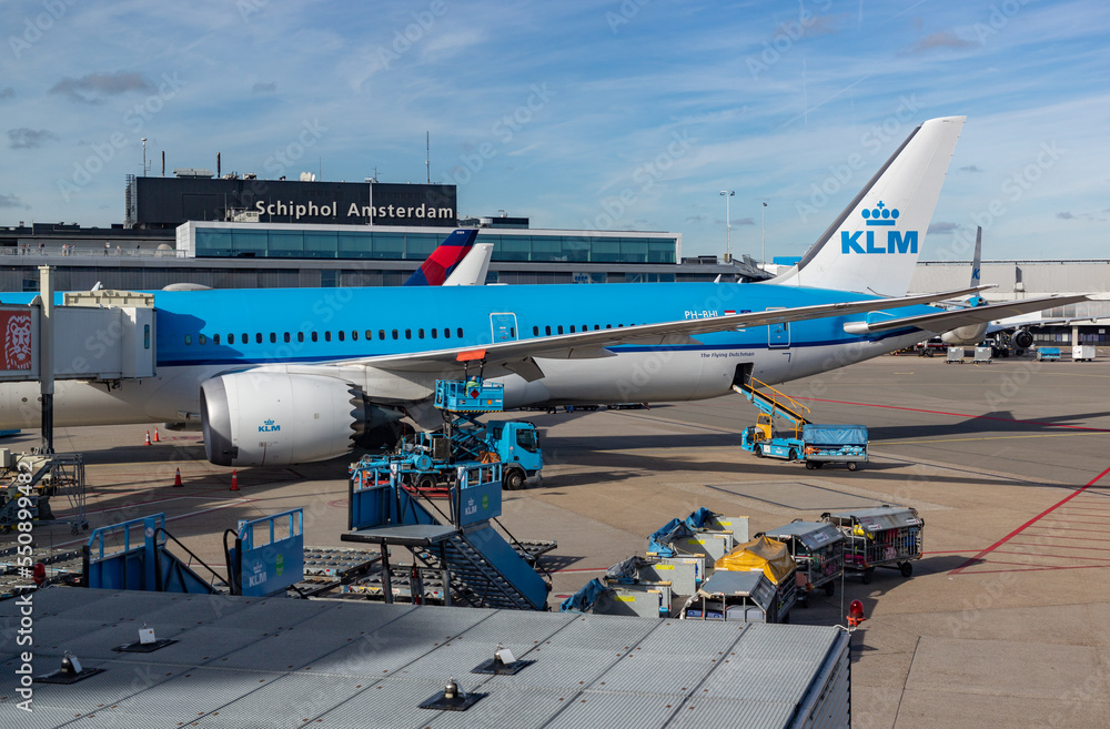 Amsterdam, Netherlands - October 19, 2022: A picture of a KLM plane at ...