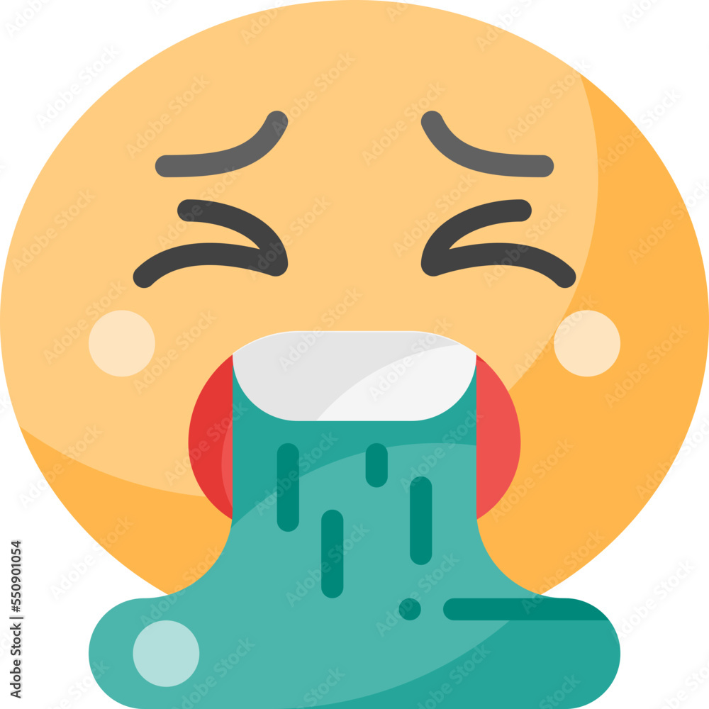 Vomiting Smiley Emoticon Face flat icon Stock Vector | Adobe Stock