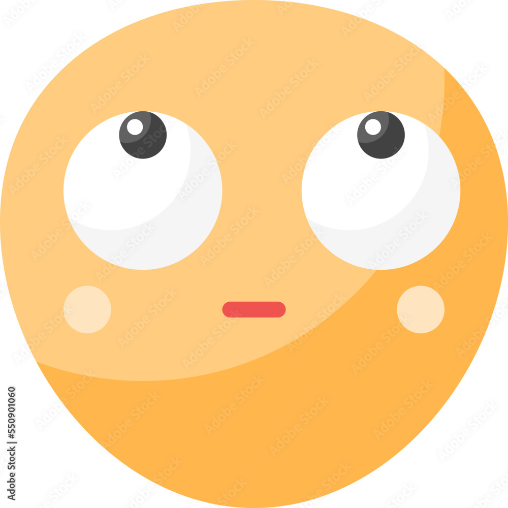 Rolling Eyes Up Smiley Emoticon Face flat icon Stock Vector | Adobe Stock