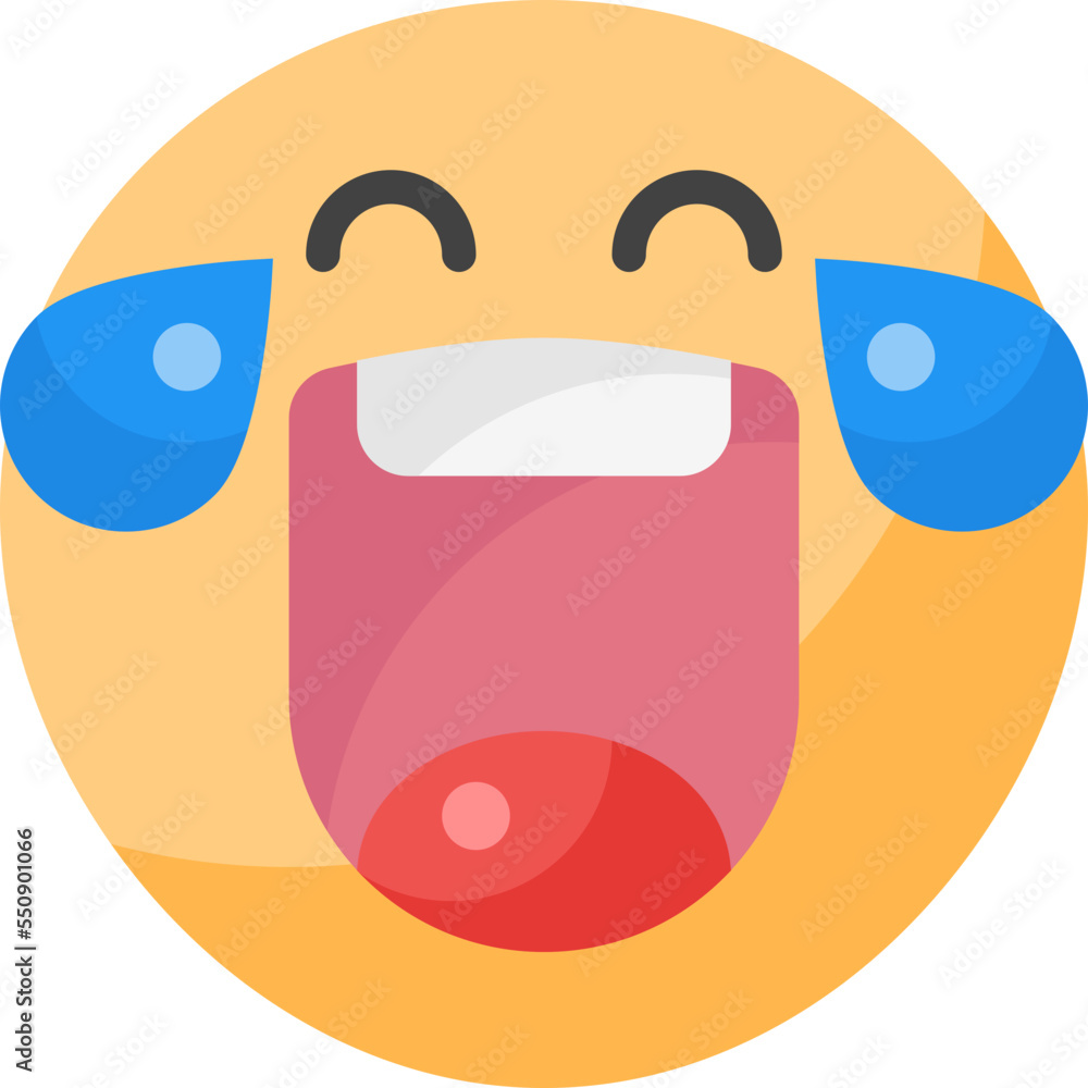 Laugh Out Loud Open Mouth Tear Smiley Emoticon Face flat icon Stock ...