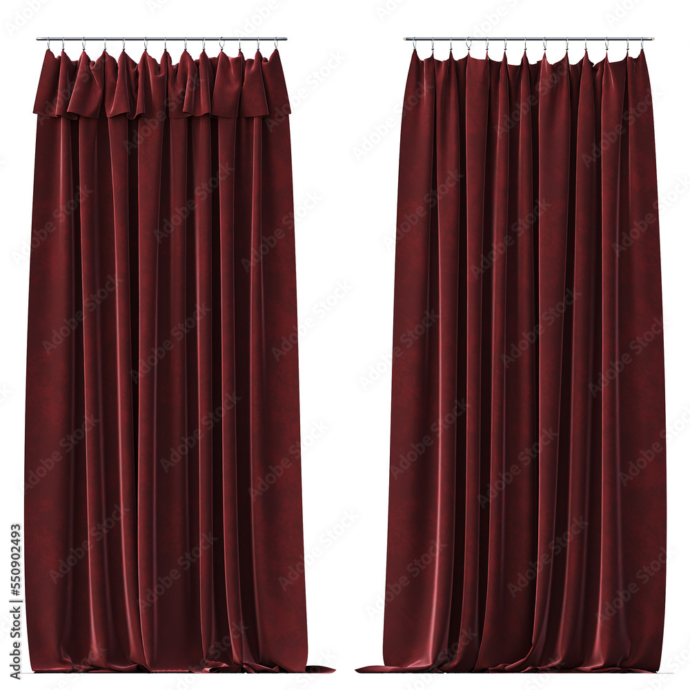curtain isolated on a transparent background, interior furniture, 3D ...