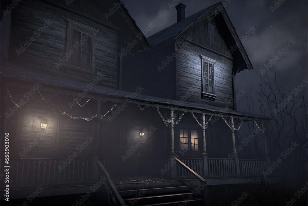 Old Haunted House - Front Porch Stock Illustration | Adobe Stock