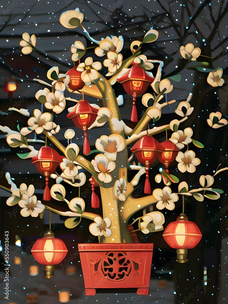 Tree with decorations. The art of the golden tree will be decorated ...