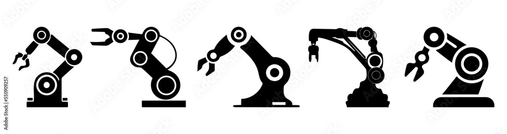 Robotic hand manipulator silhouette symbol icon. Robot limb logo. Robot ...