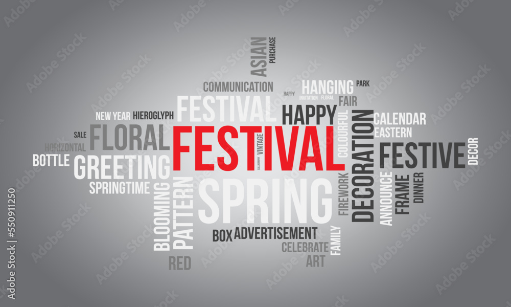 Spring Festival word cloud background. Cultural awareness Vector ...