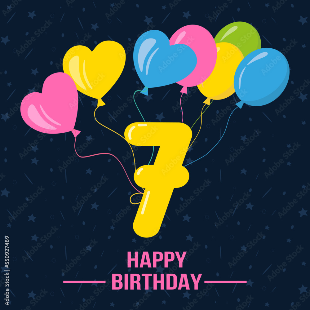 Happy 7th birthday, Happy birthday wishes cards, Birthday wishes ...