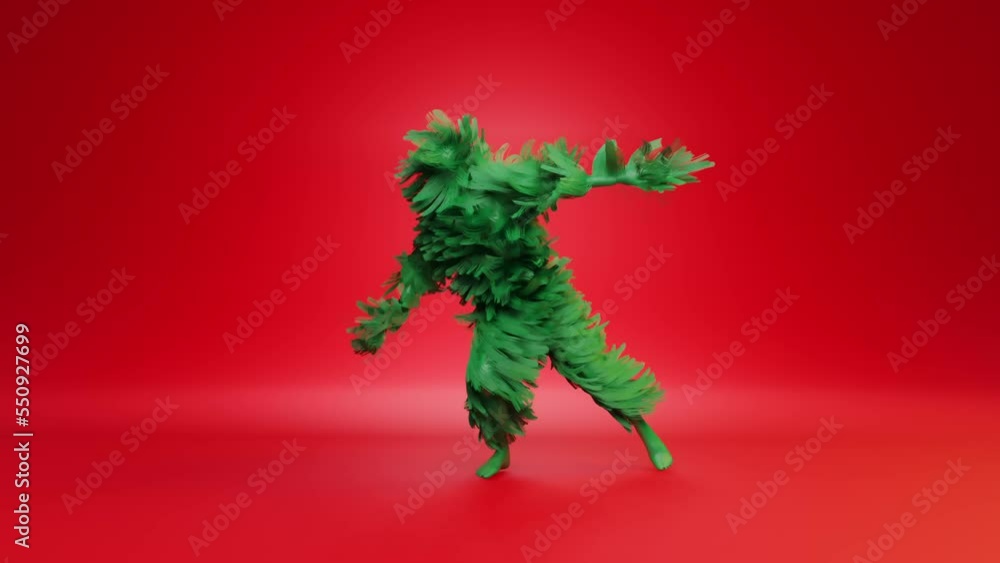 The green Christmas tree is dancing. Looping animation of Christmas ...