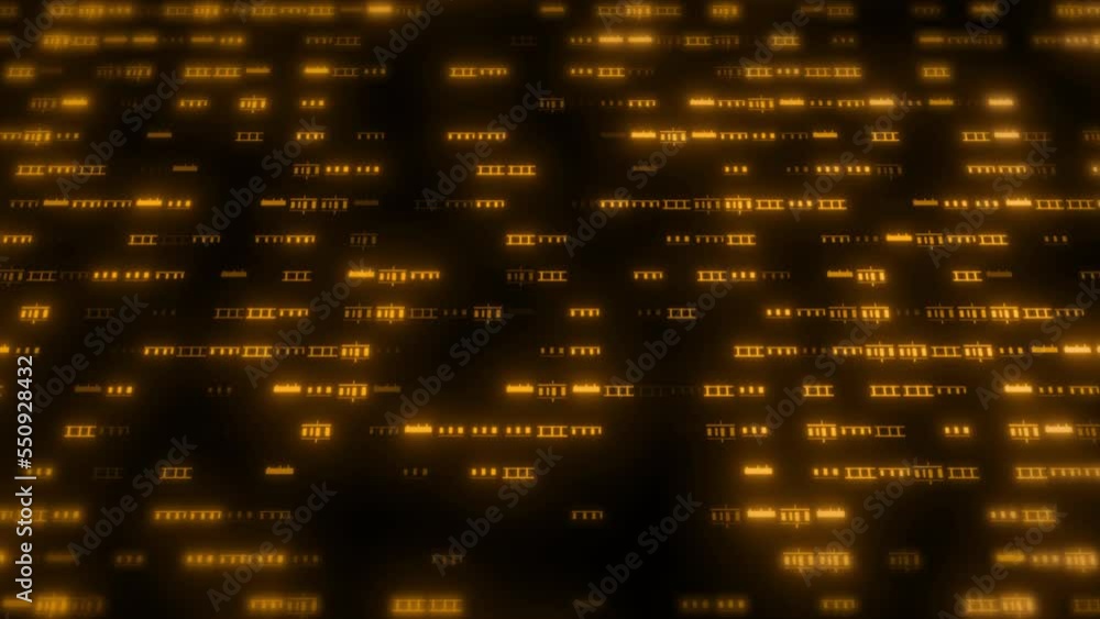 Yellow Futuristic Computer Data Transfer On Screen Left To Right, Animation Of Digital Data ...