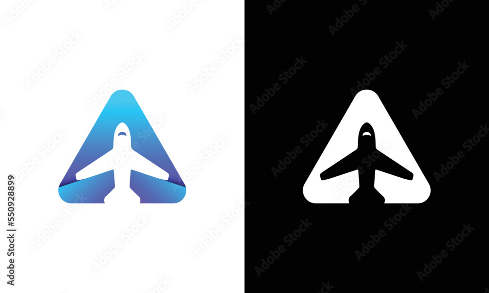 Initial A letter modern logo with arrow plane for logistic, travel ...