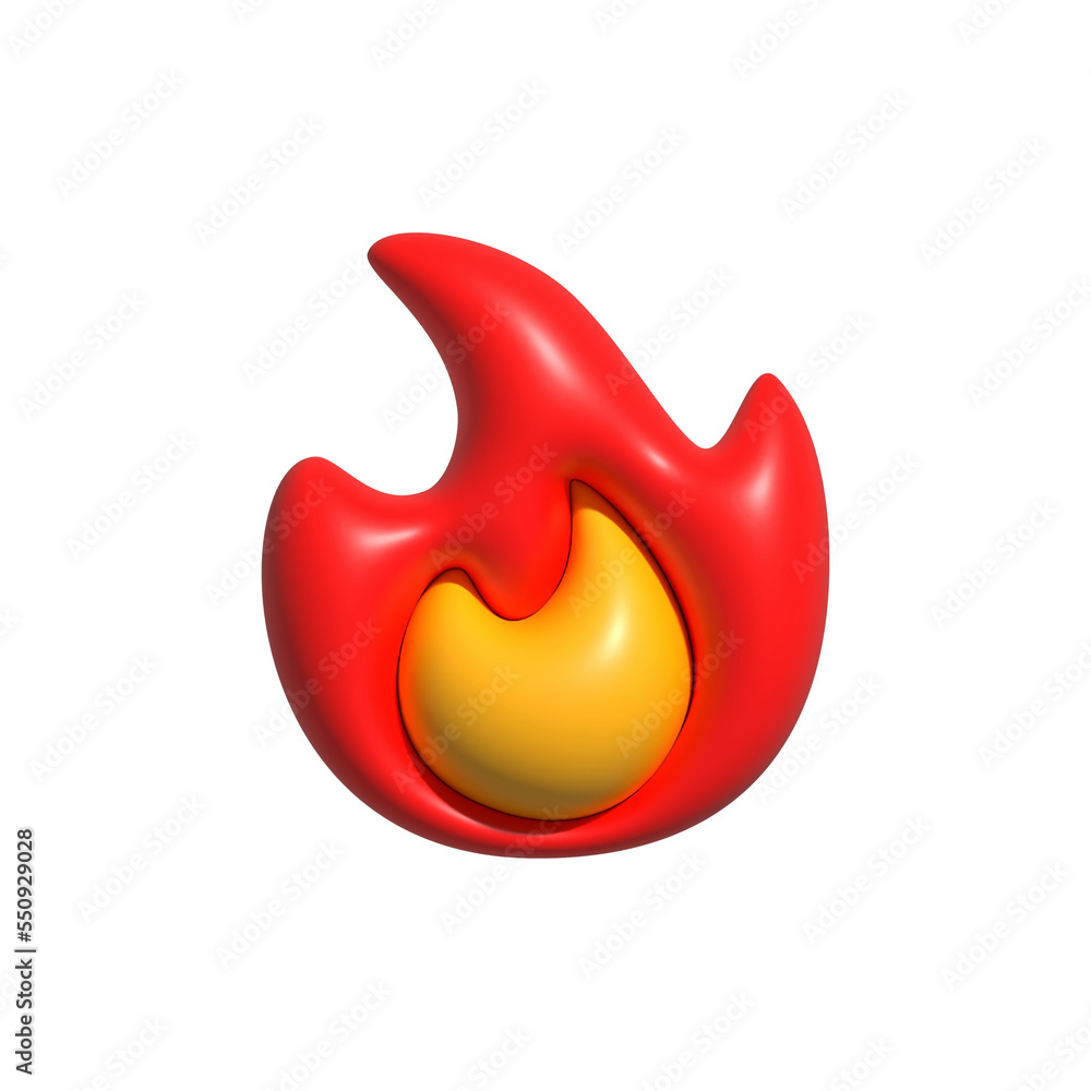 Red yellow abstract 3d fire. Symbol of toy warmth and light. Emblem of ...