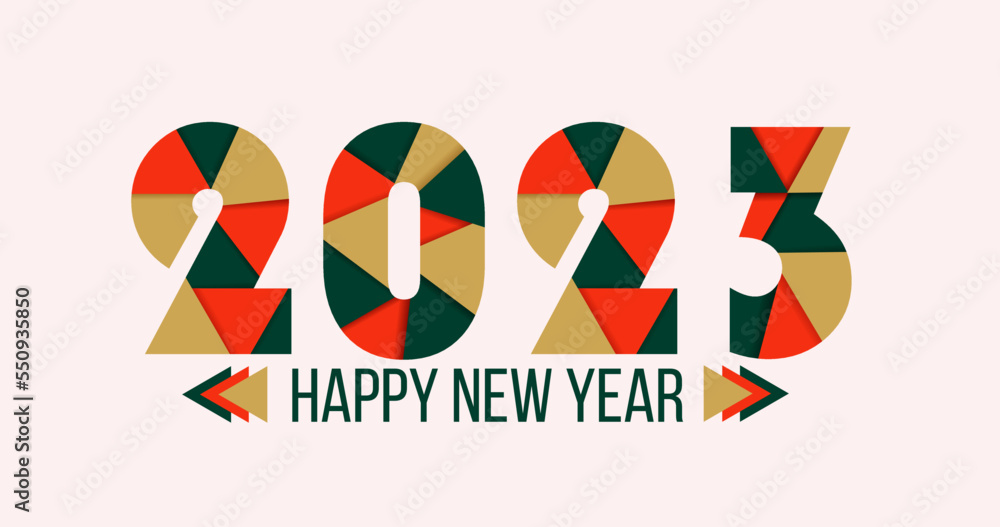 Happy New Year 2023. Geometric shape colorful number of 2023. Template ...