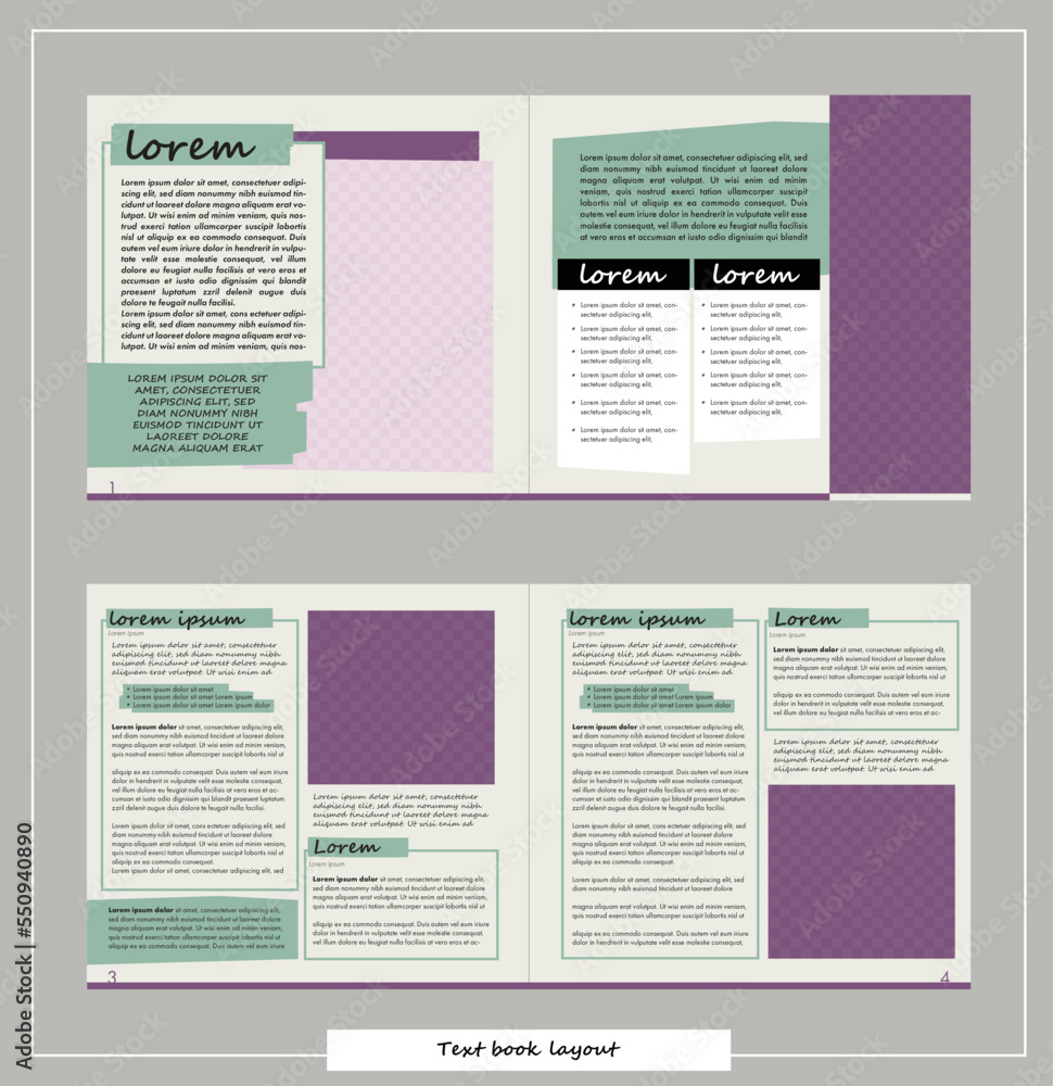book text page layout template. creative paper spreadsheet design for ...