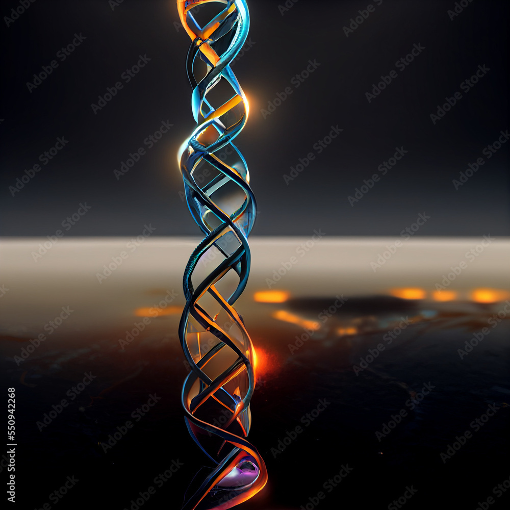 DNA helix colored genes chromosomes DNA sequence, DNA structure. Science concept background ...