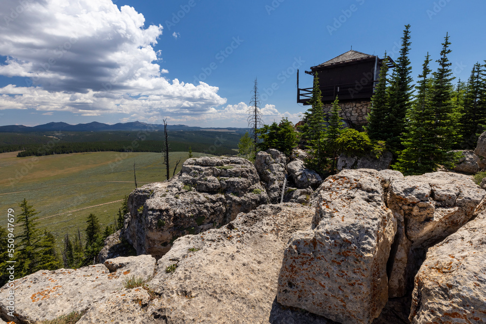 James T. Saban Fire Lookout Tower in Bighorn Mountains Stock Photo ...