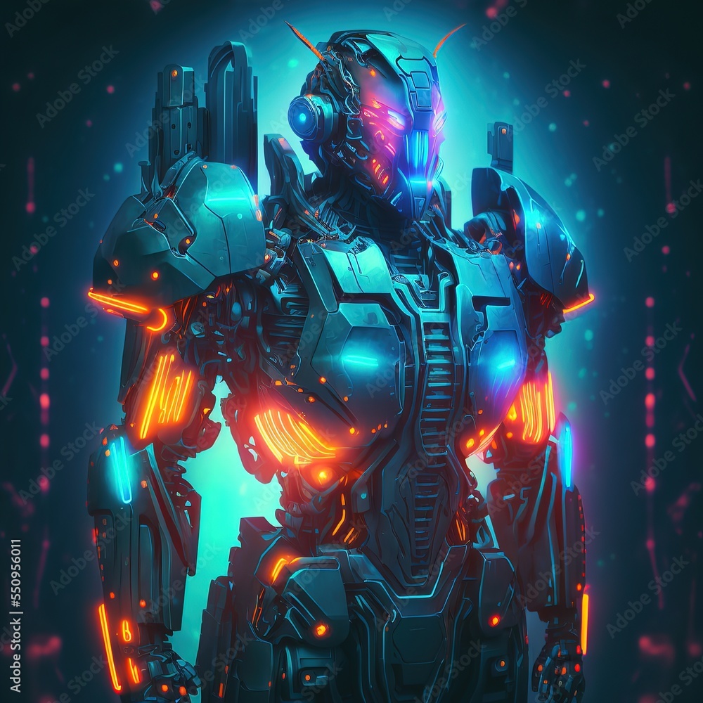 Sci-fi robotic exoskeleton armor with human operator inside, robot with ...