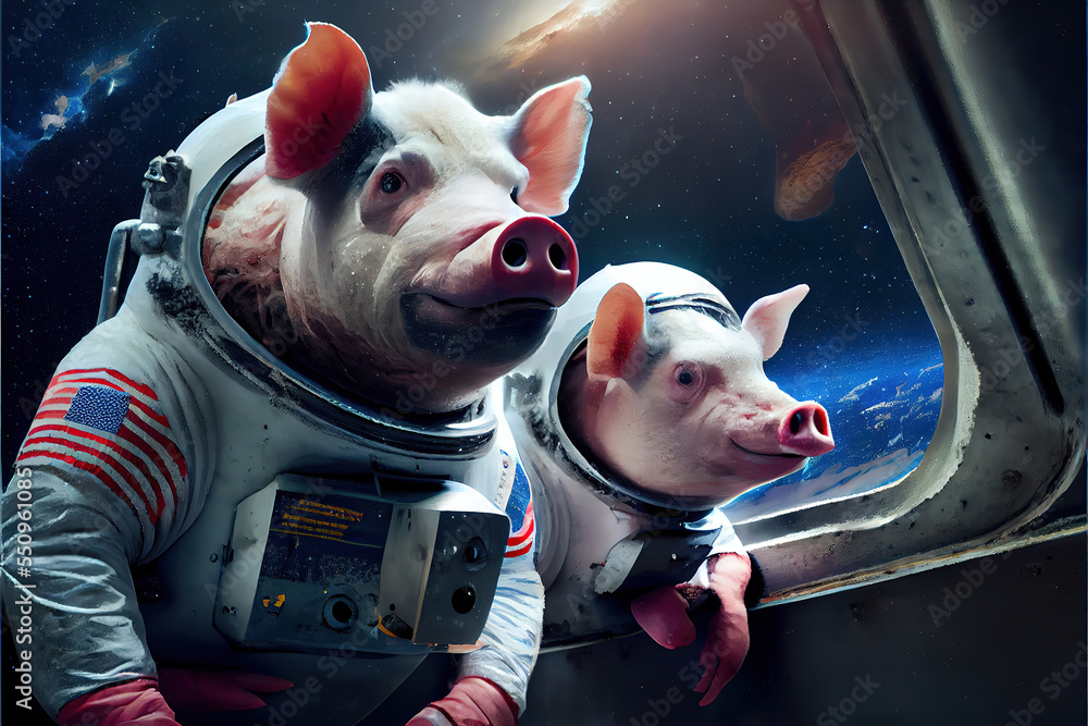 pigs in space, pigs in space suits, pig astronauts, pig spacemen, first ...