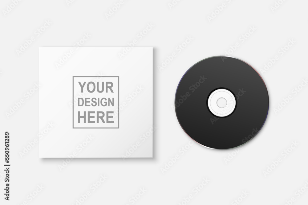 Vector 3d Realistic Black CD, DVD with Paper Cover, Envelope, Case ...