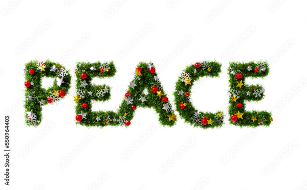 Beautiful christmas wreath like font in the shape of text PEACE with ...