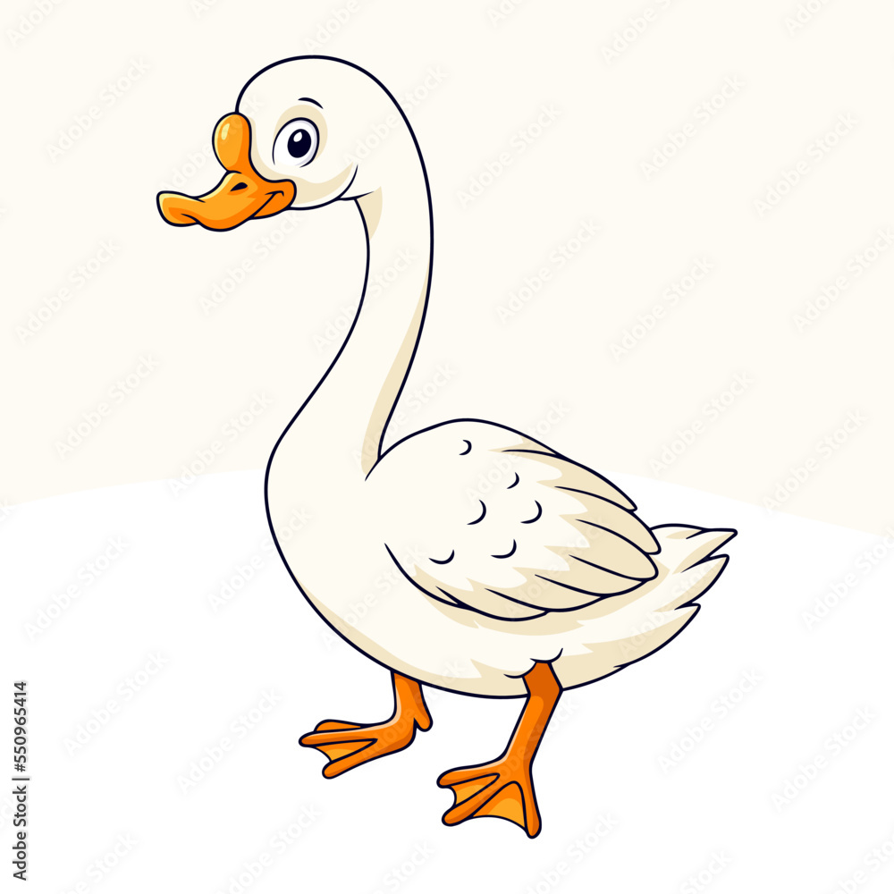 Cartoon cute little goose on white background Stock Vector | Adobe Stock