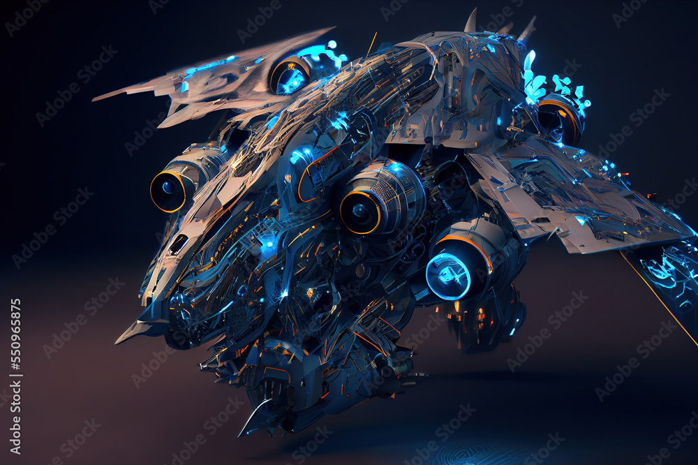 futuristic fighter craft, concept art, space ship, Stock Illustration ...