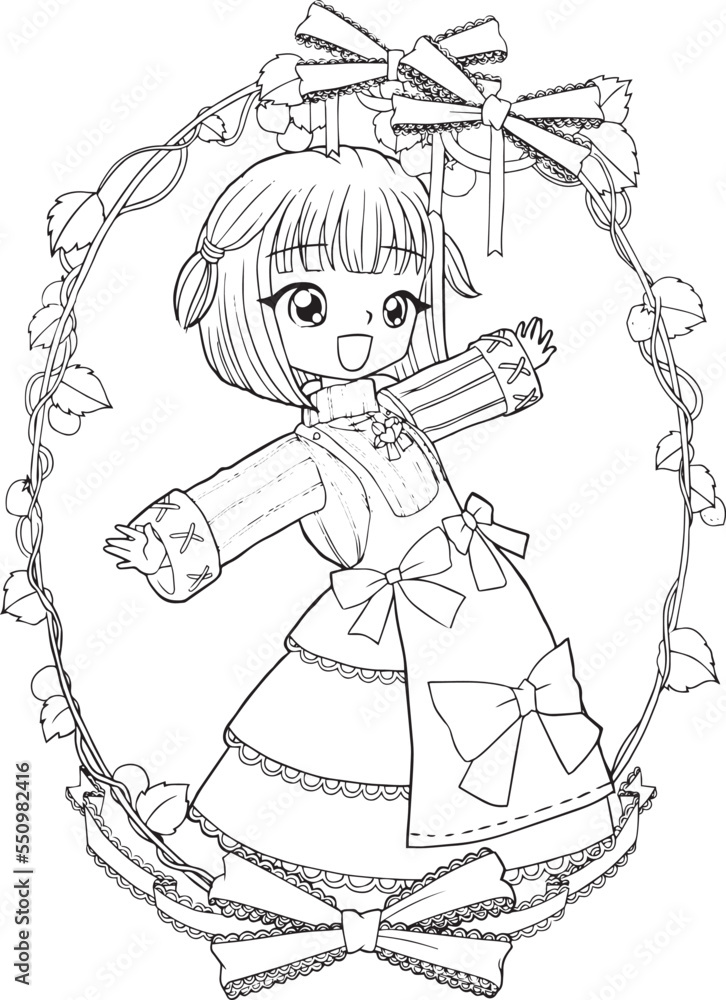 princess girl cartoon doodle kawaii anime coloring page cute ...