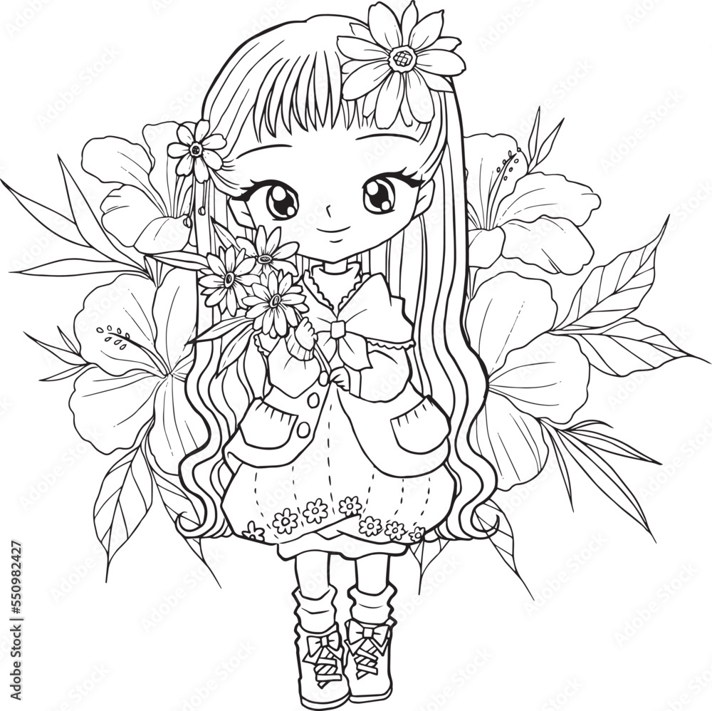princess girl cartoon doodle kawaii anime coloring page cute ...