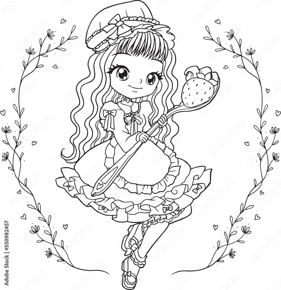 princess girl cartoon doodle kawaii anime coloring page cute ...
