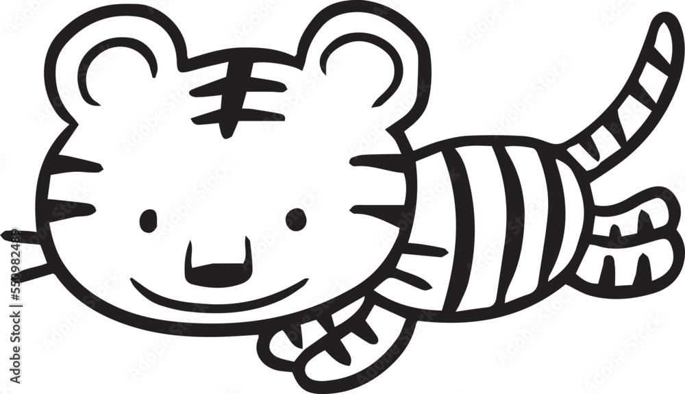 tiger cartoon doodle kawaii anime coloring page cute illustration ...