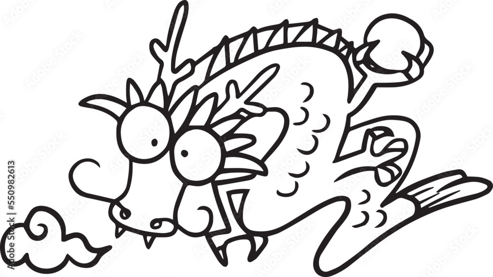 dragon animal cartoon doodle kawaii anime coloring page cute ...