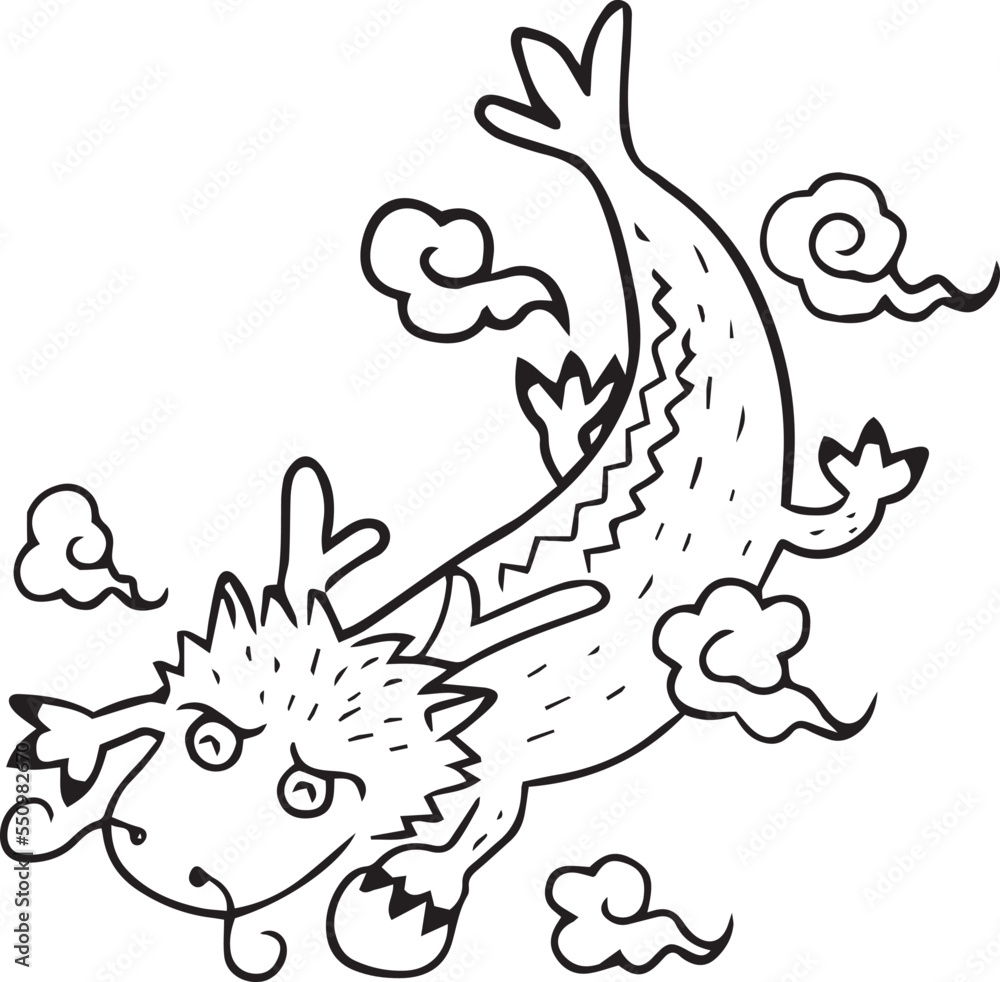 dragon animal cartoon doodle kawaii anime coloring page cute ...