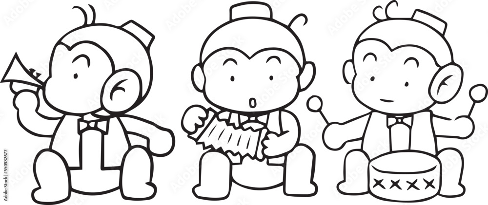 monkey animal cartoon doodle kawaii anime coloring page cute ...