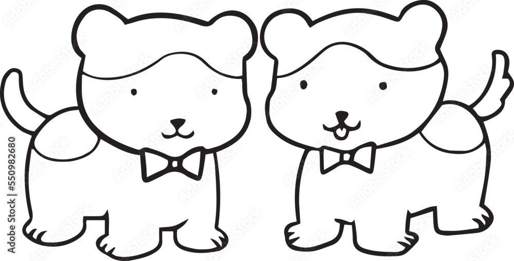 dog animal cartoon doodle kawaii anime coloring page cute illustration ...