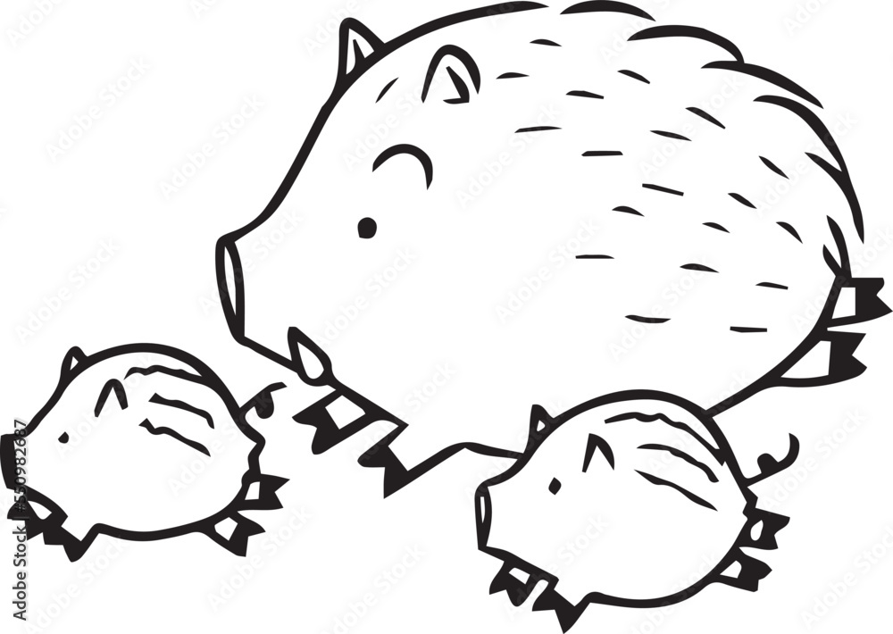 boar animal cartoon doodle kawaii anime coloring page cute illustration ...