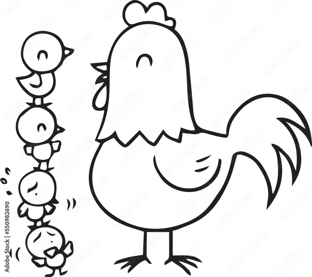 chicken cartoon doodle kawaii anime coloring page cute illustration ...