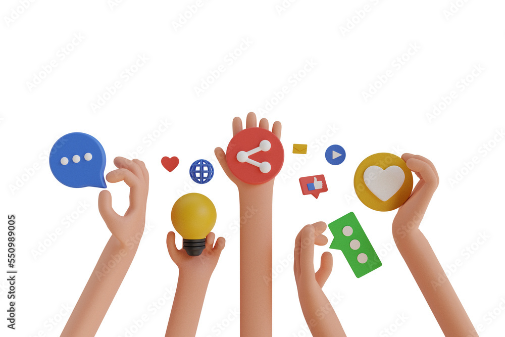 Hands with gestures and holding different objects. Communication ...