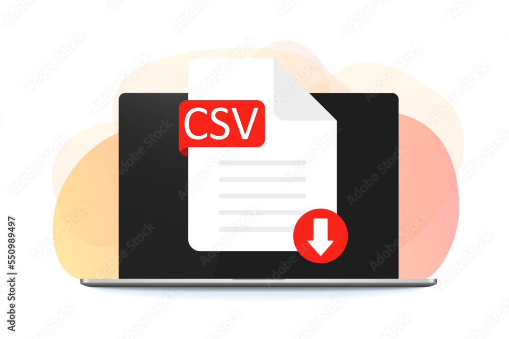 Download CSV icon file with label on screen computer. Downloading ...