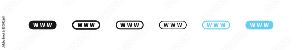 WWW icon. Internet sign. Web symbol. Browser URL symbols. Black and ...